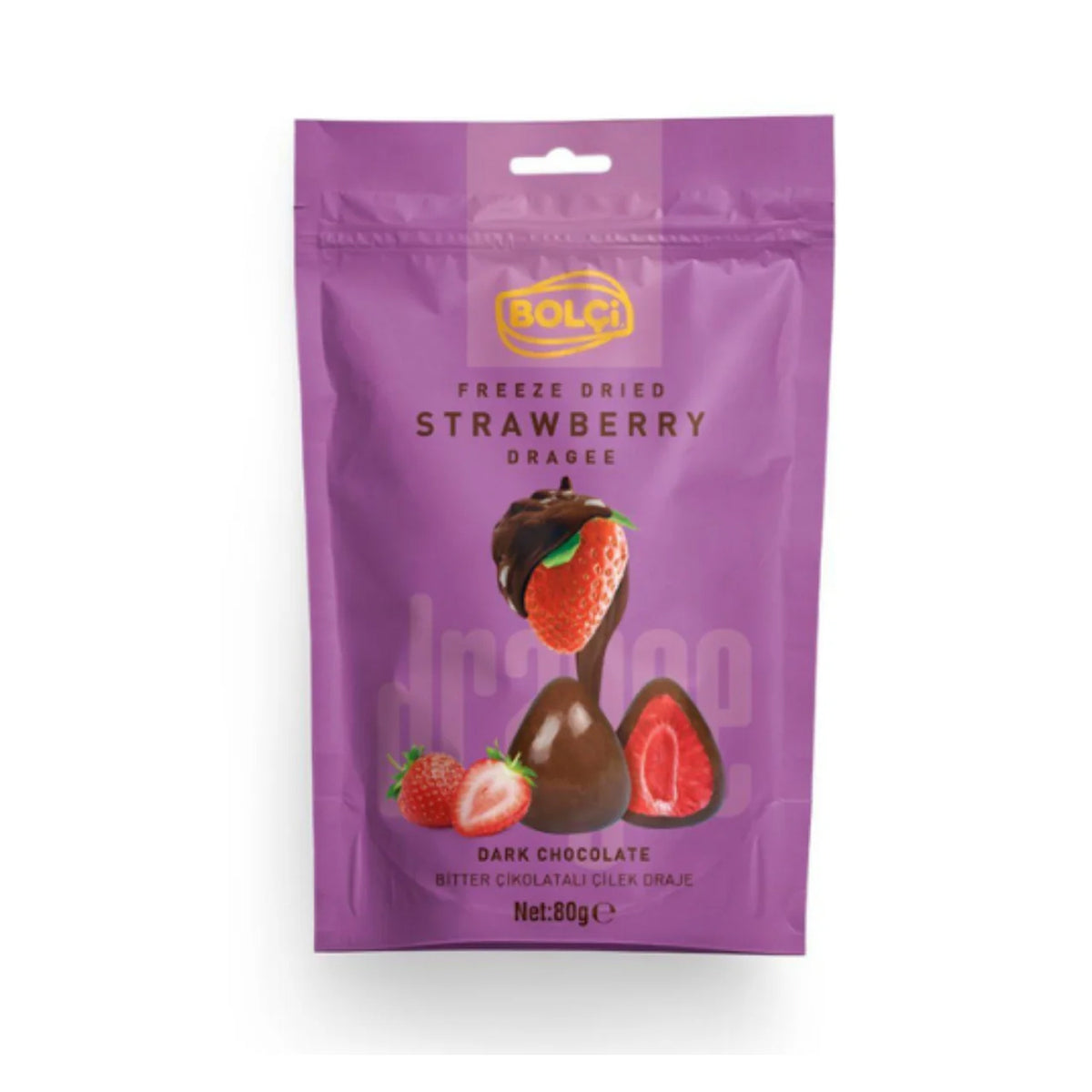 Bolci Freeze Dried Dark Chocolate Strawberry 80g — The Sweet Store
