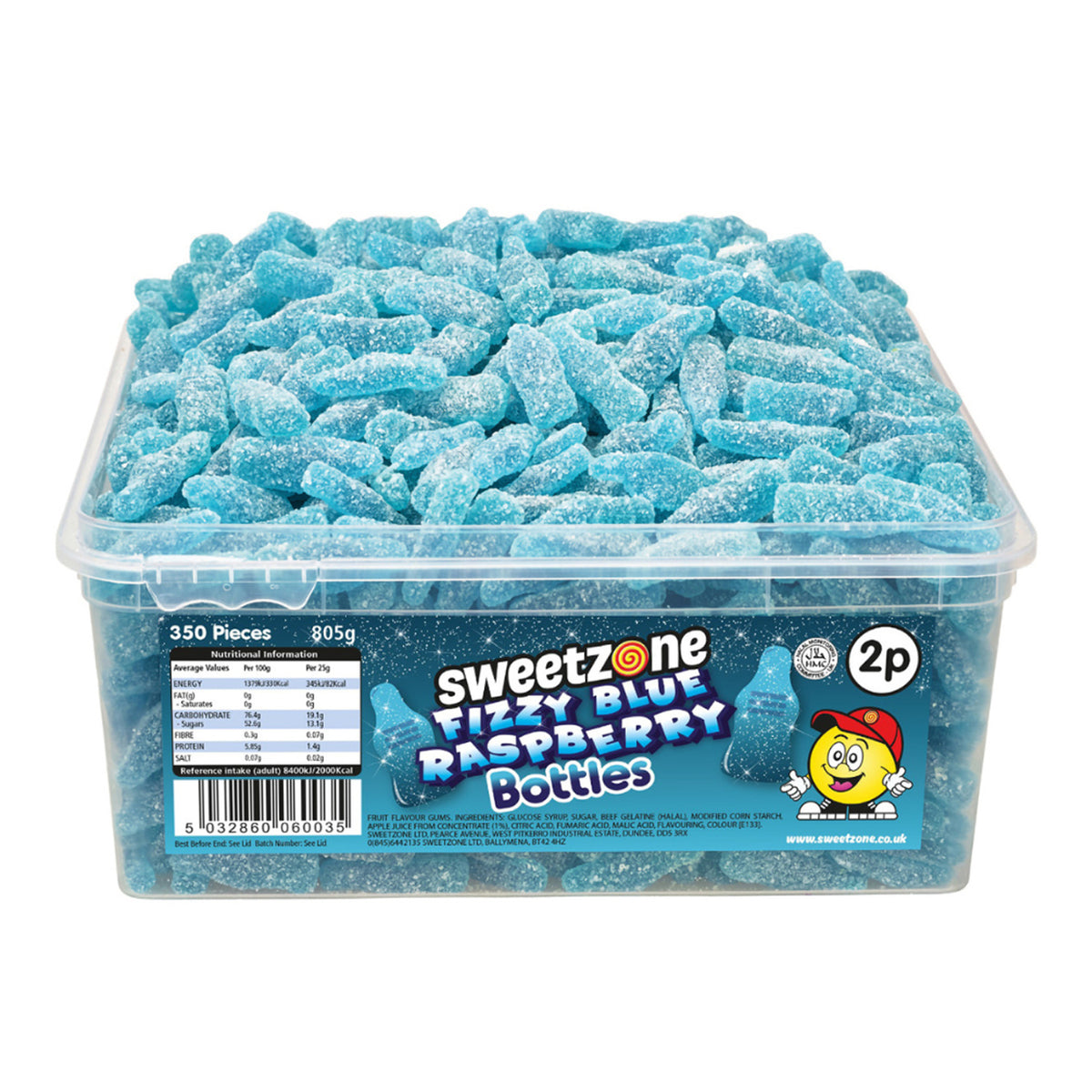 Sweetzone Fizzy Blue Raspberry Bottles Tubs 805g — The Sweet Store